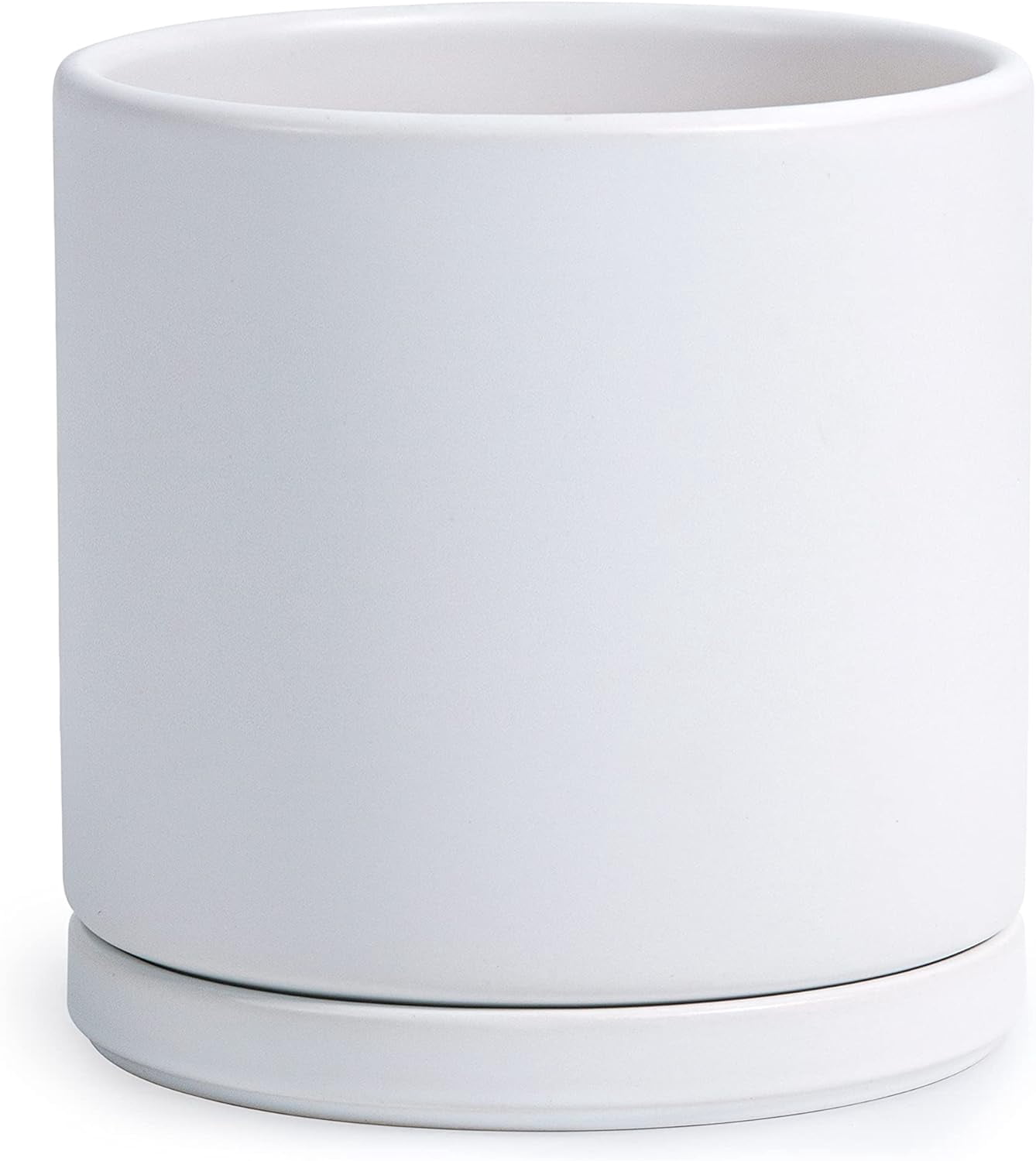 10 Inch Ceramic Planter Pot with Drainage Hole and Saucer, Indoor ...