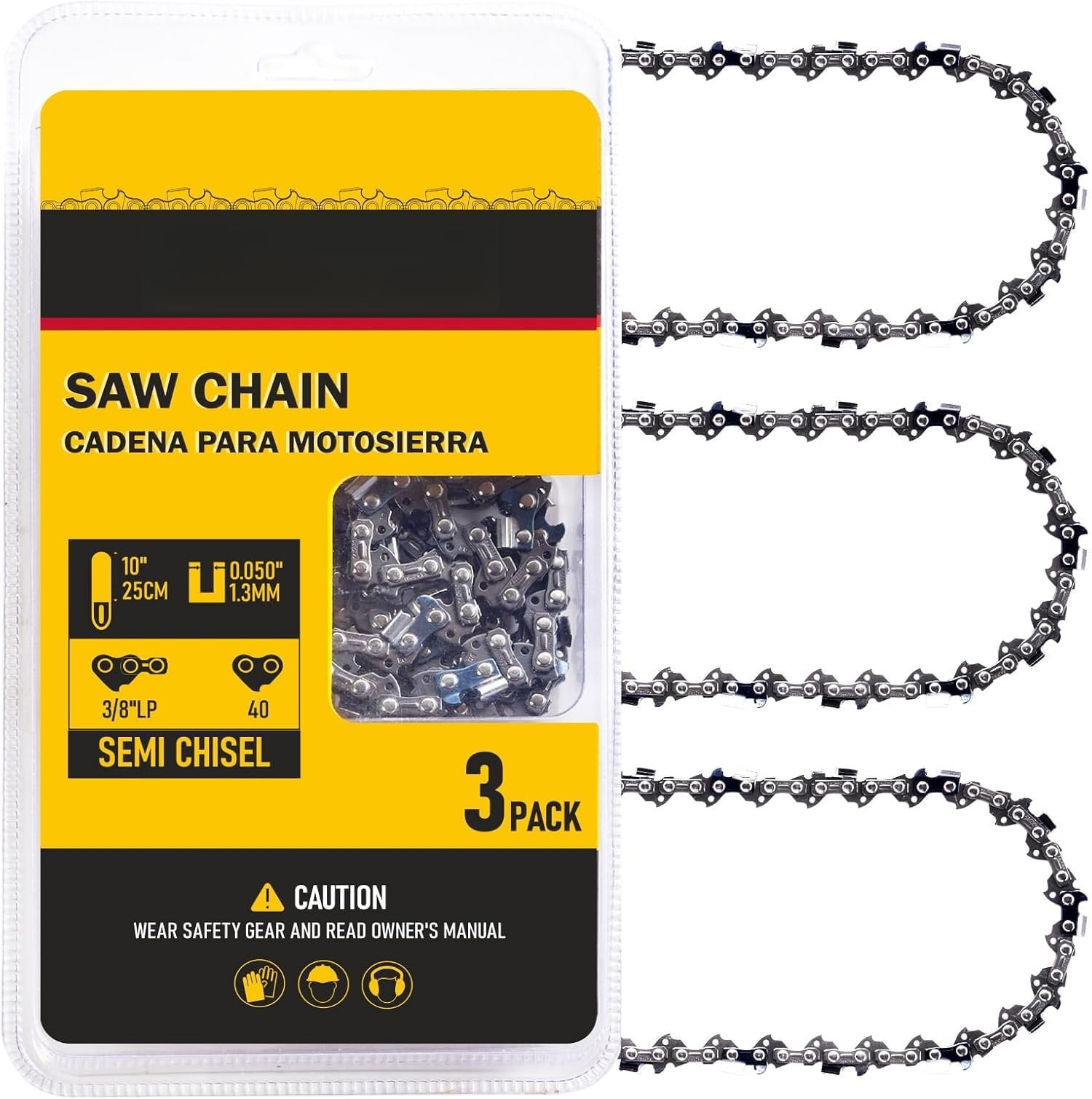 10 Inch Chain 40 Drive Links, 3/8" LP Pitch, .050" Gauge, Pole Chain ...