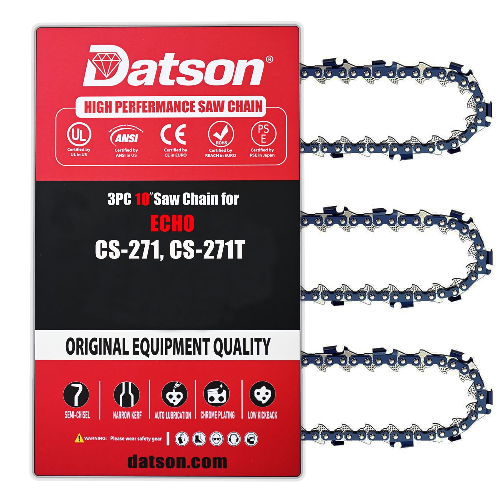 10 Inch Chainsaw Chain 3/8" LP Pitch .043" Gauge 40 Drive Links, Fits ...