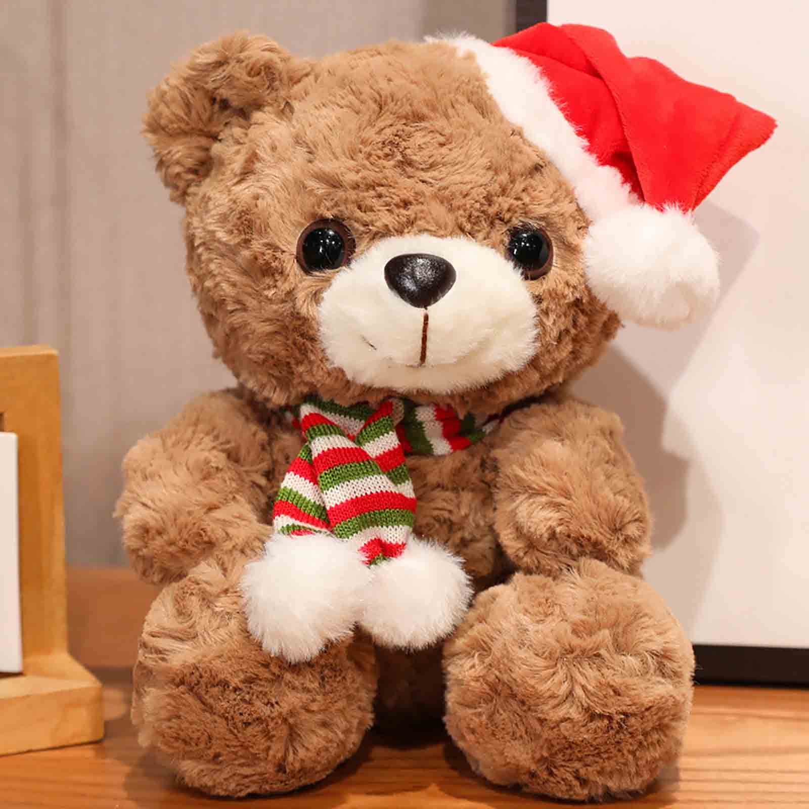 10-Inch Christmas Bear Plush Toy - Soft Brown Teddy Bear for Kids ...