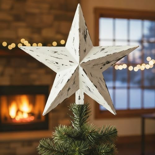 10 Inch Christmas Rustic Metal Star Tree Topper Decoration Large ...