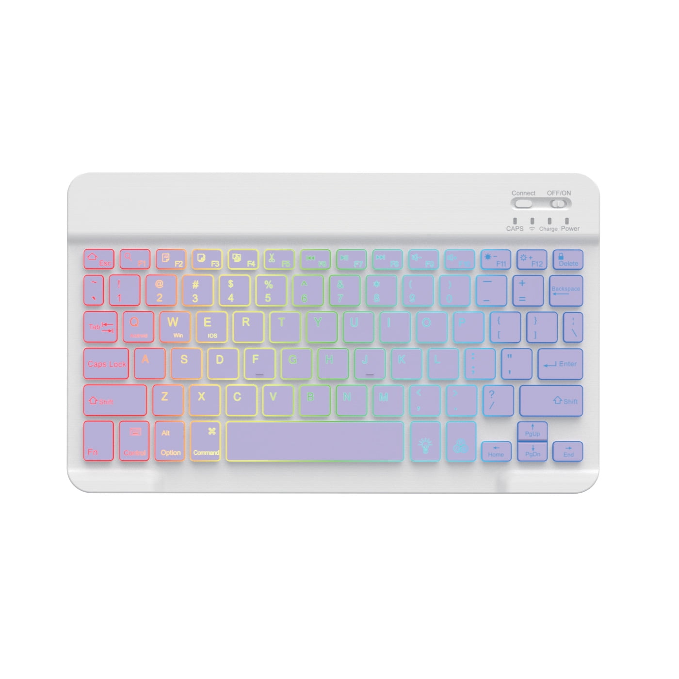 10-Inch Colorful RGB Backlit Portable Bluetooth English Keyboard ...