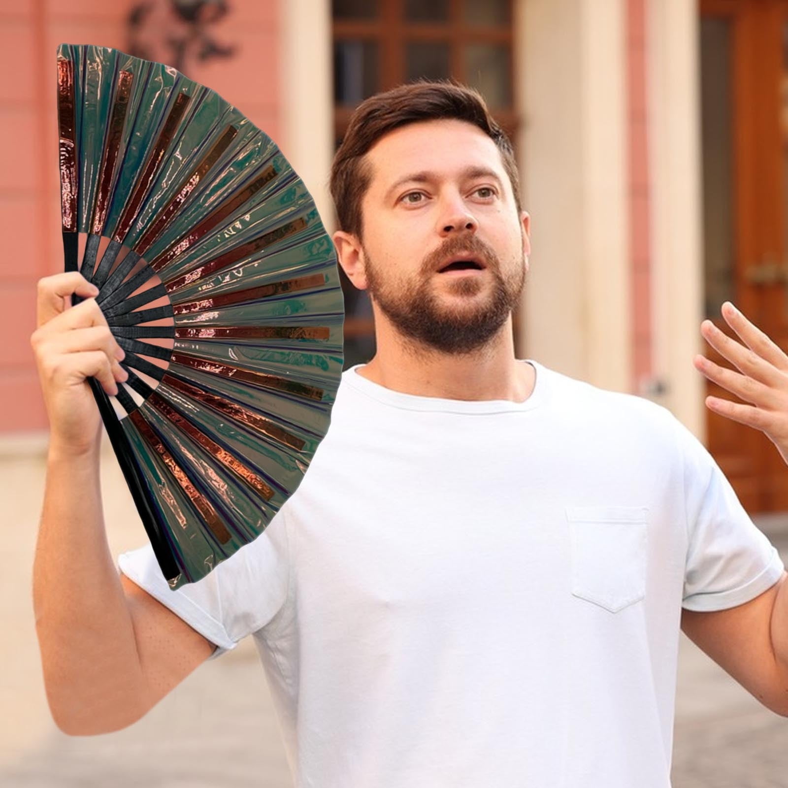 10 Inch Colorful Stripe Kung Fu Fan - Boots On The Ground Hand Fan ...