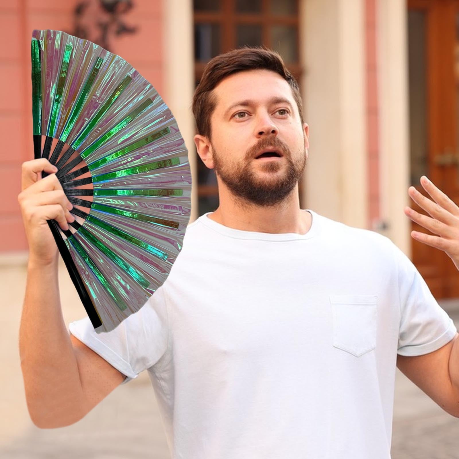 10 Inch Colorful Stripe Kung Fu Fan - Boots On The Ground Hand Fan ...