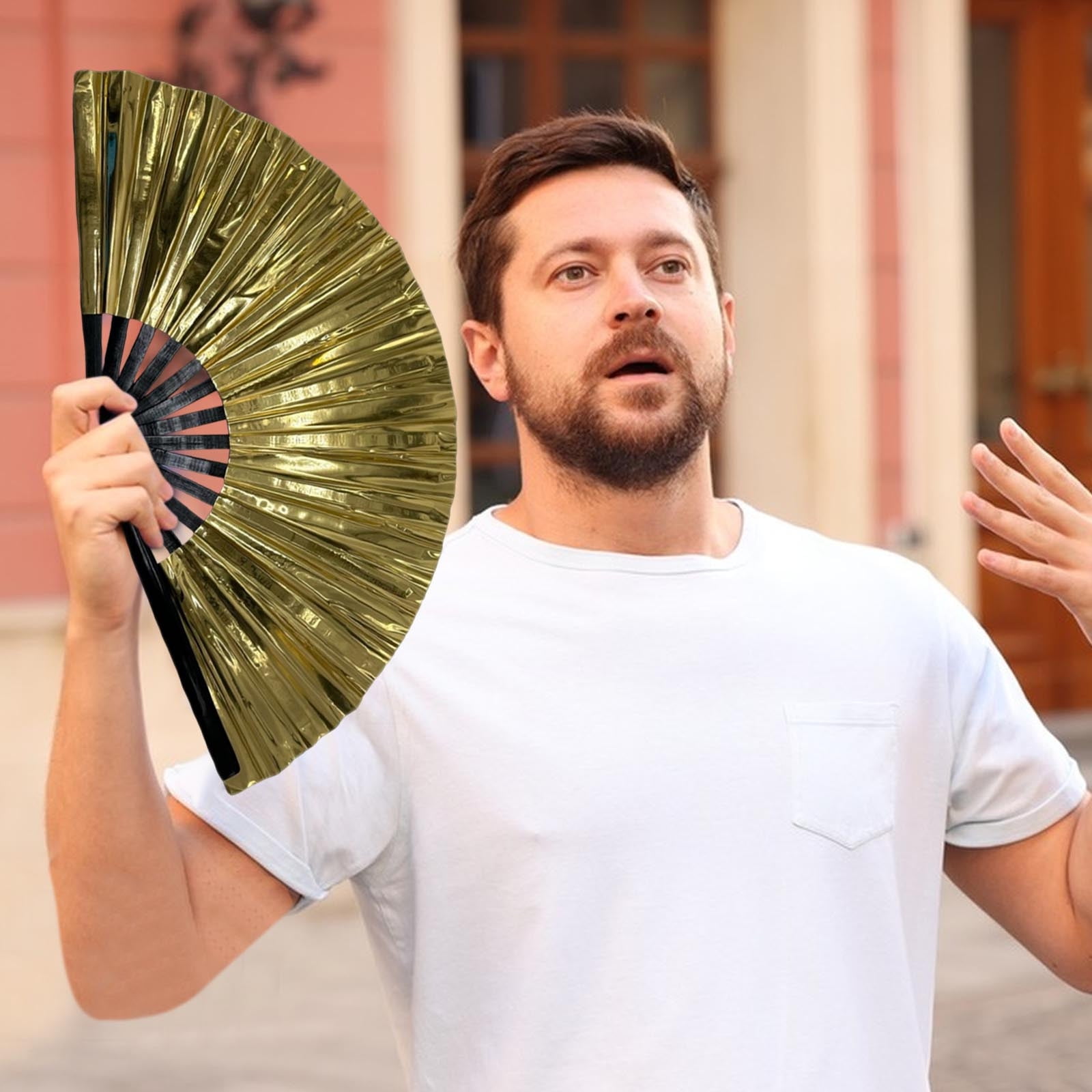 10 Inch Colorful Stripe Kung Fu Fan - Boots On The Ground Hand Fan ...