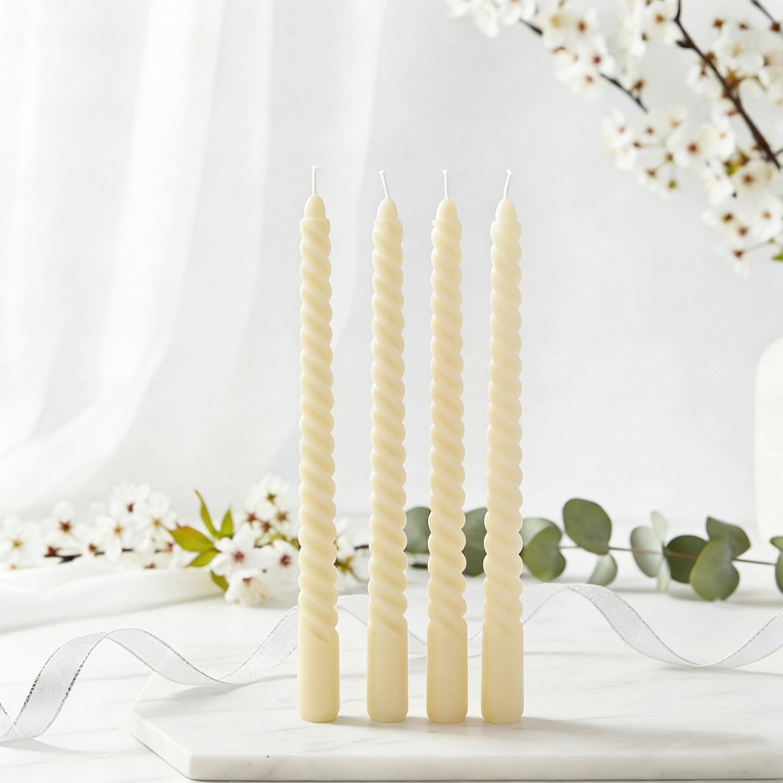 10 Inch Cream Spiral Taper Candles, 4 Pack Candy Color Twisted ...
