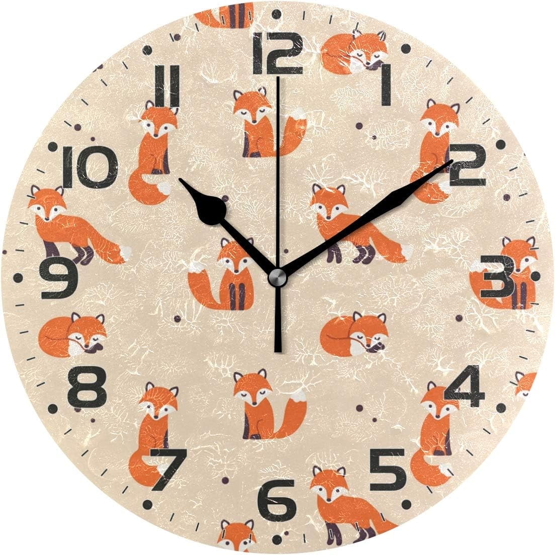 10 Inch Cute Cartoon Fox Pattern Forest Animal On Beige Round Acrylic ...