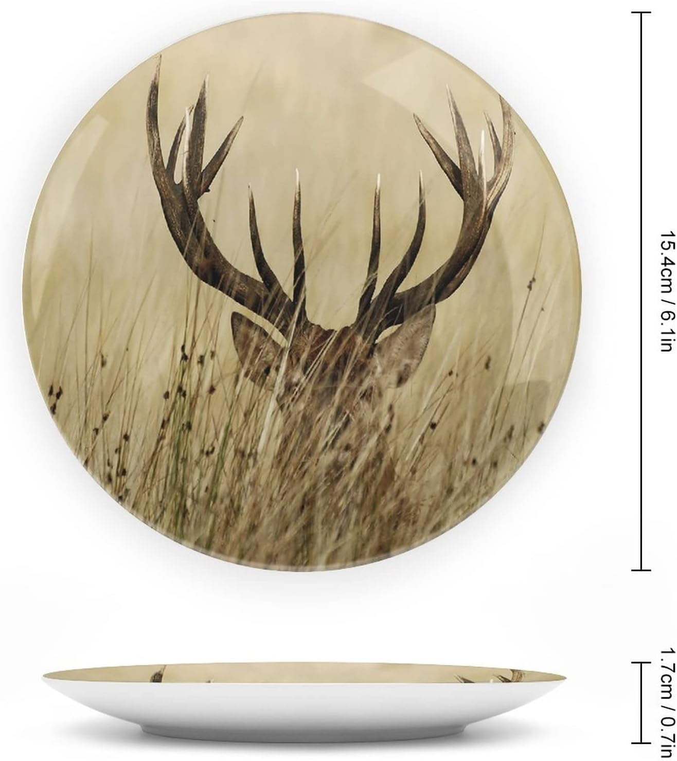 10 Inch Decorative Plate, Antler Round Porcelain,Whitetail Deer In ...