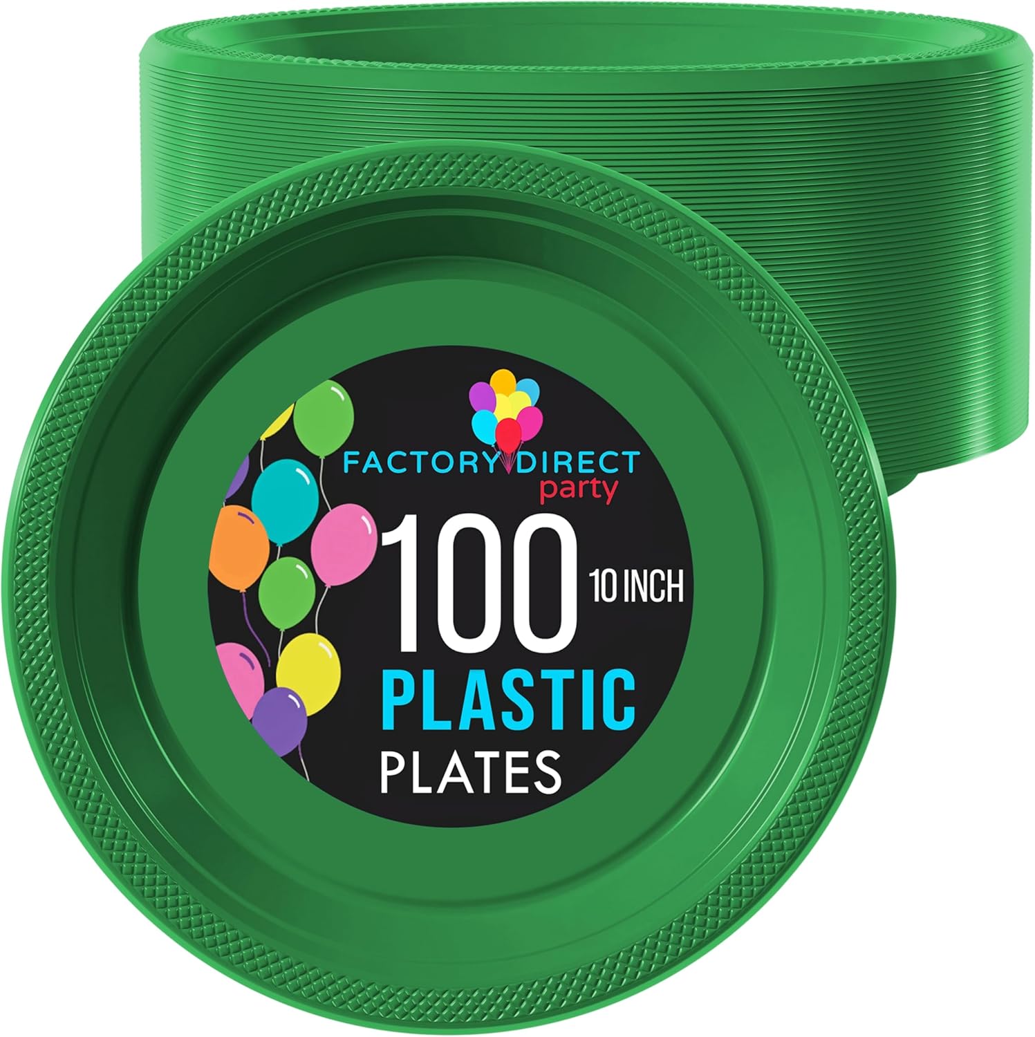 10 Inch. Dinner Plates Emerald Green Plastic Plates Disposable, 100 ...
