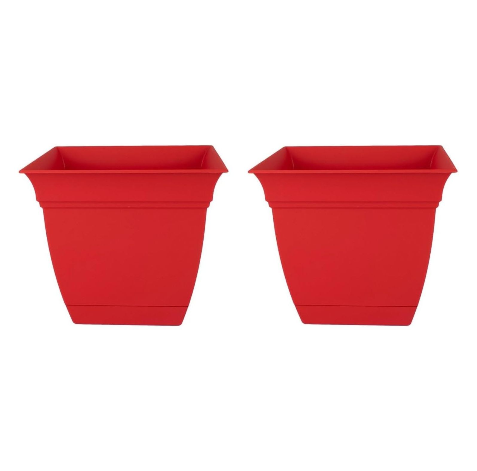 10 Inch Eclipse Square Planter with Saucer – Indoor Outdoor Plant Pot ...