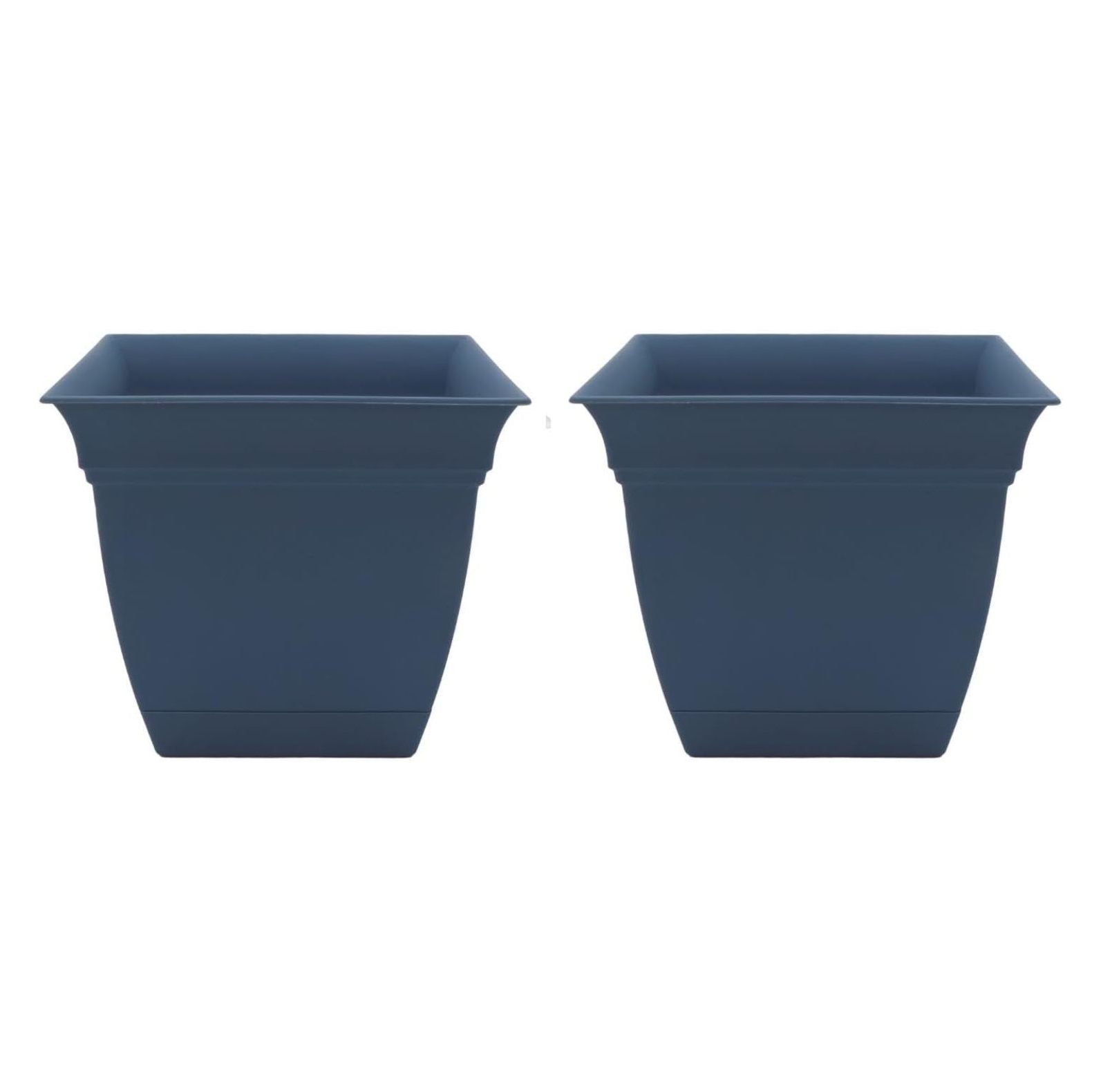 10 Inch Eclipse Square Planter with Saucer - Indoor Outdoor Plant Pot ...