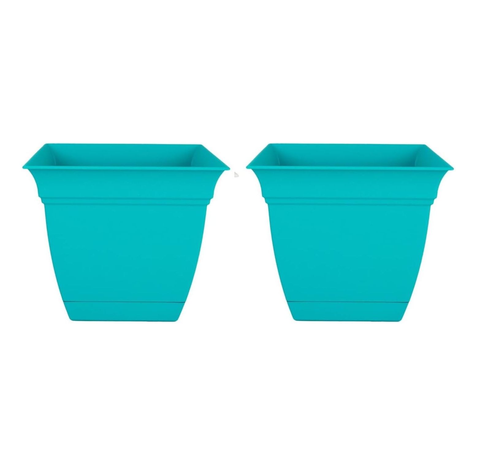 10 Inch Eclipse Square Planter with Saucer – Indoor Outdoor Plant Pot ...