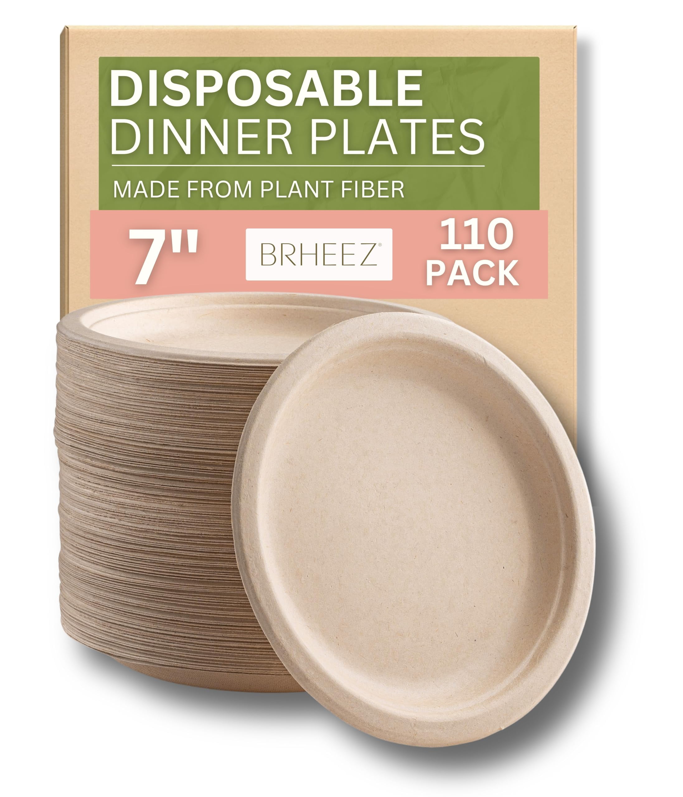 10 Inch Eco-Friendly Compostable Plates Disposable, Sturdy Leakproof ...
