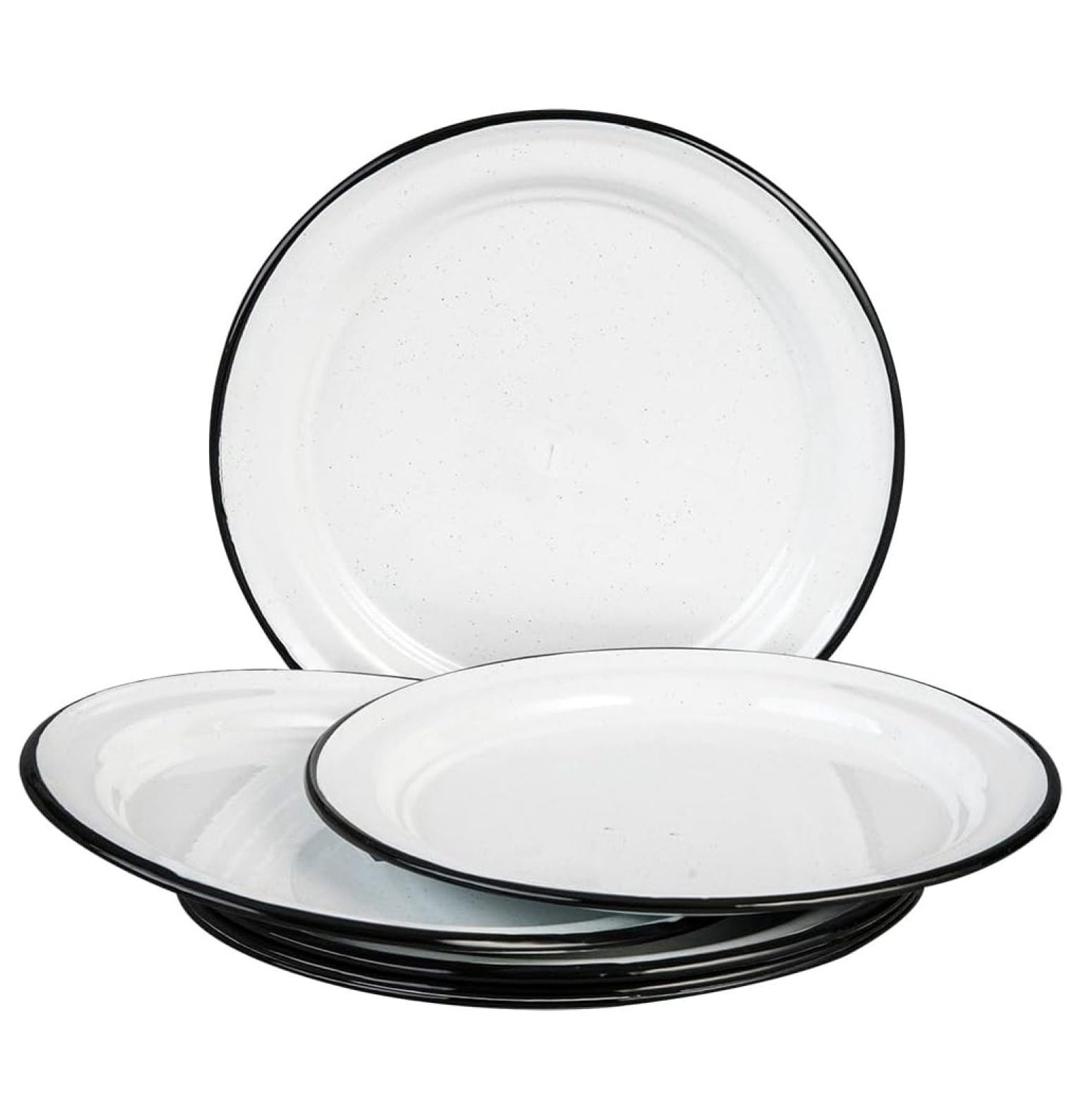 10-Inch Enameled Steel Dinner Plate Set, Indoor/Outdoor Use - Set of 6 ...