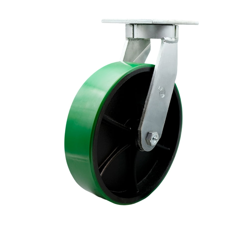 10 Inch Extra Heavy Duty Green Poly on Cast Iron Wheel Swivel Top Plate ...