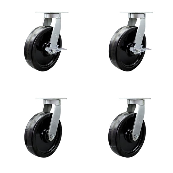 10 Inch Extra Heavy Duty Phenolic Wheel Caster Set 4 Swivel Locks 2 ...