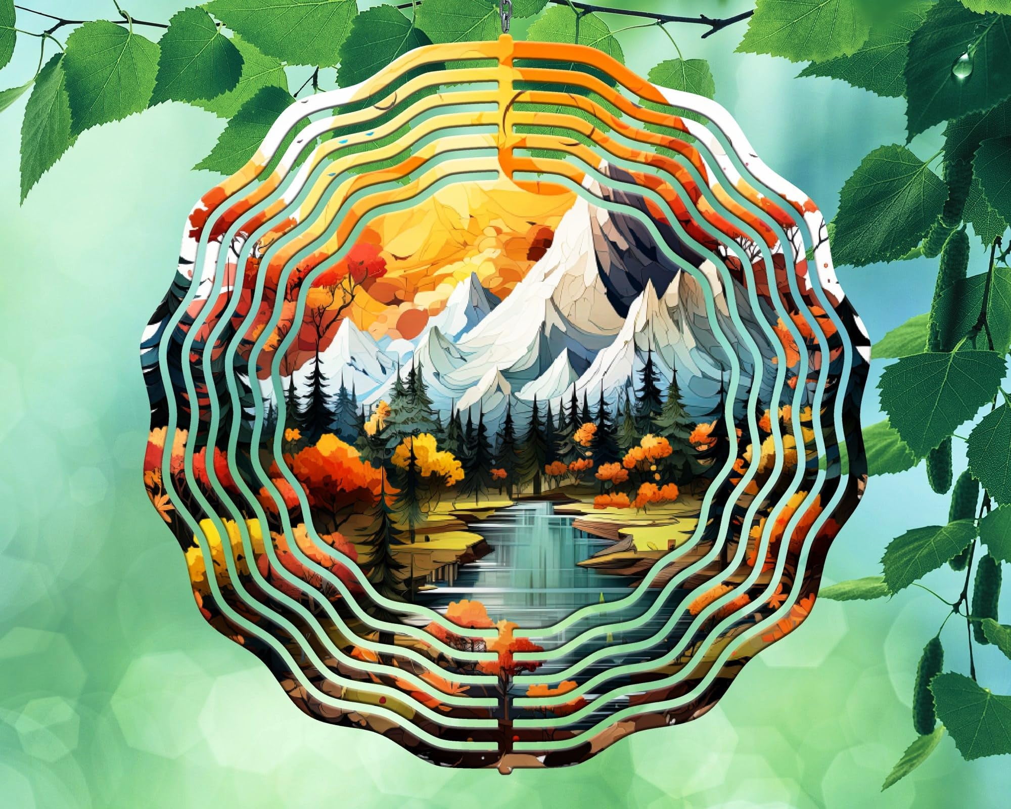10 Inch Fall in The Woods and Mountains Wind Spinner Yard Decor ...