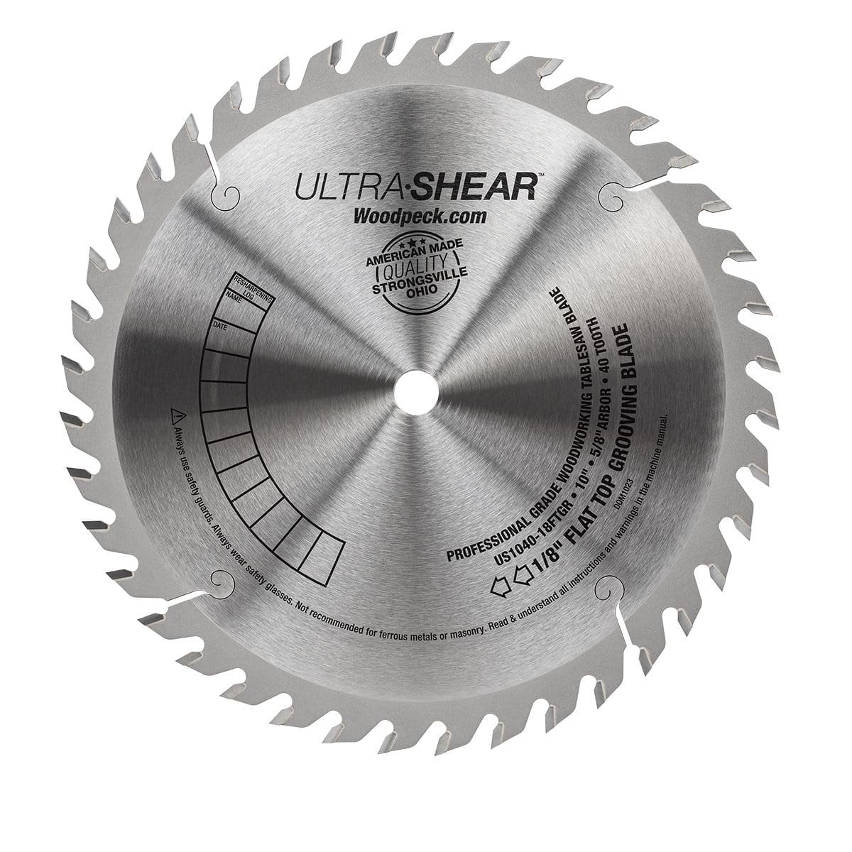 10 Inch Flat-Top Grooving Table Saw Blade, Carbide Tipped, 40-Tooth, 1/ ...