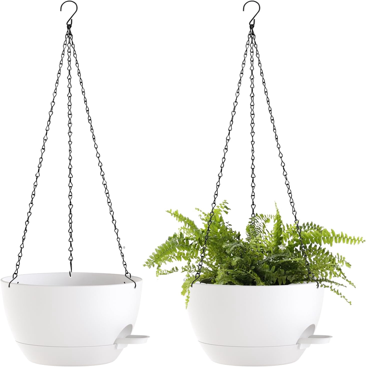 10 Inch Hanging Baskets 2 PC with Chains, Self-Watering Hanging ...