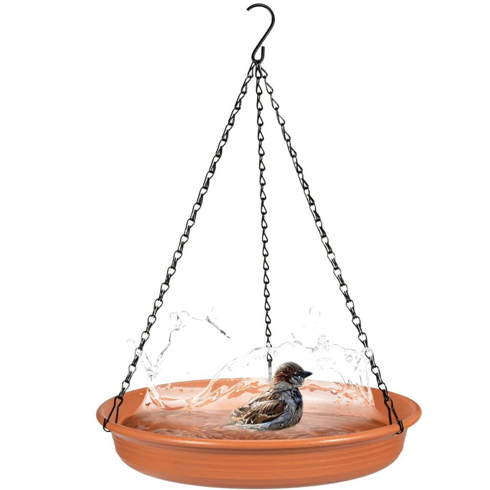 10 Inch Hanging Bird Bath, Hanging Bird Feeder Bird Bath Tray with Hook ...