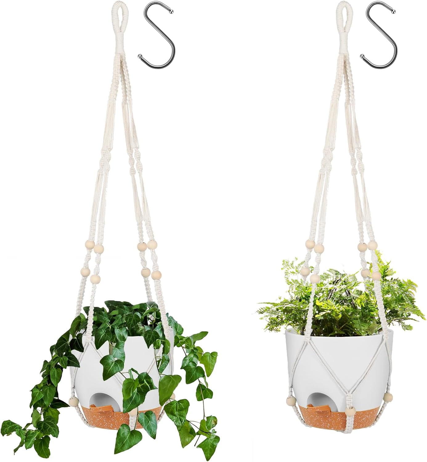 10 Inch Hanging Planters with Macrame Plant Hanger for Indoor and ...