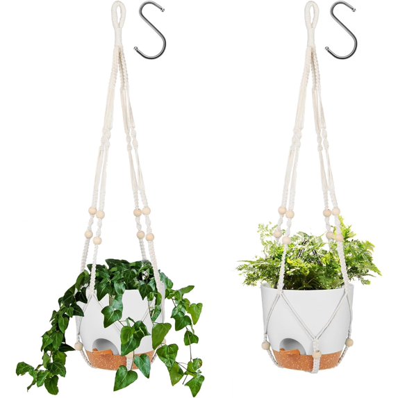 10 Inch Hanging Planters with Macrame Plant Hanger for Indoor and ...