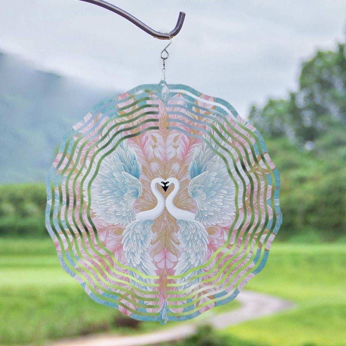 10 Inch Hanging Wind Chime Rotating Bell Design 360 Hook for Balcony ...