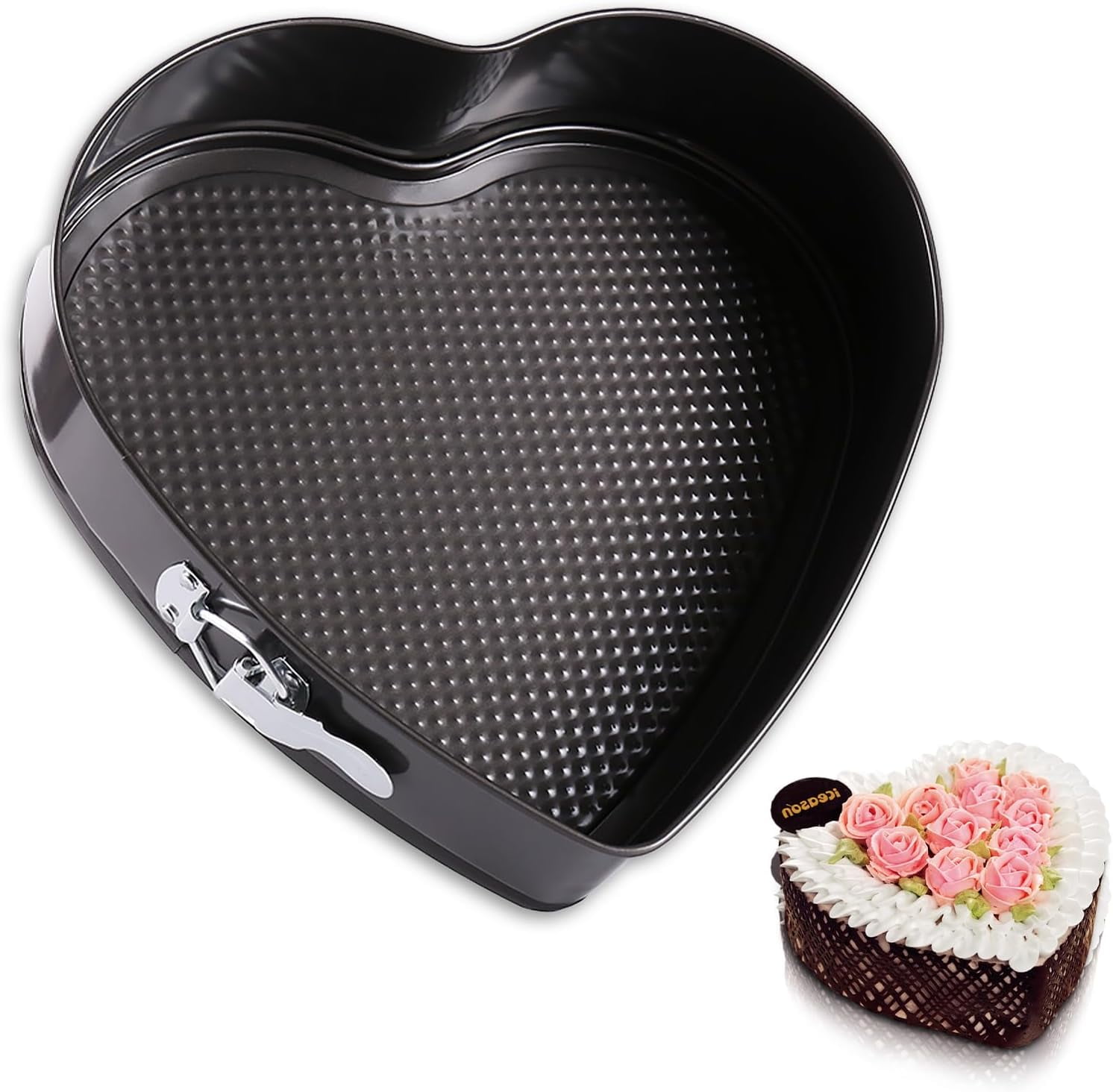 10 Inch Heart Shaped Cake Pan, Removable Bottom Stainless Steel Cake ...