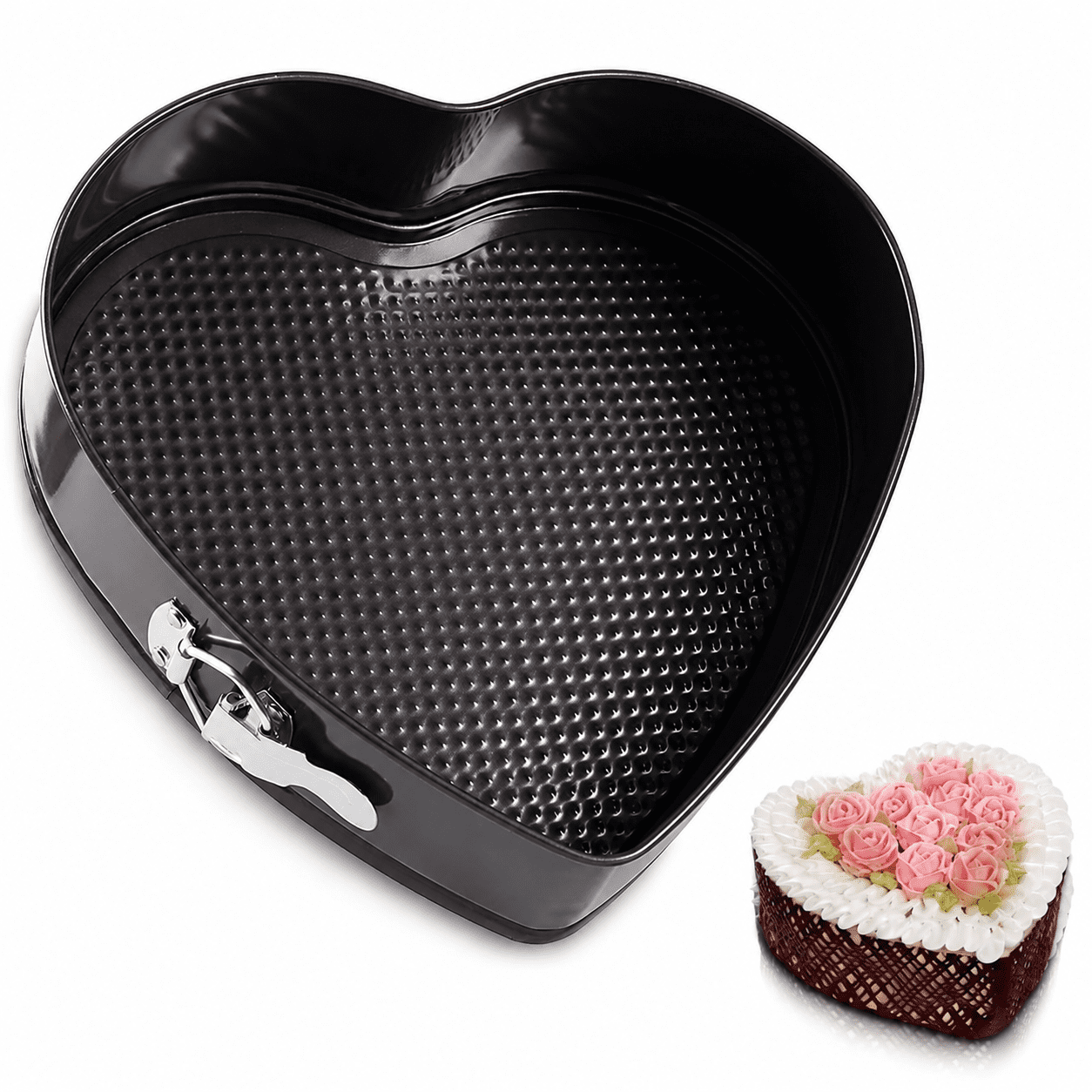 10 Inch Heart Shaped Cake Pan, Removable Bottom Stainless Steel Cake ...