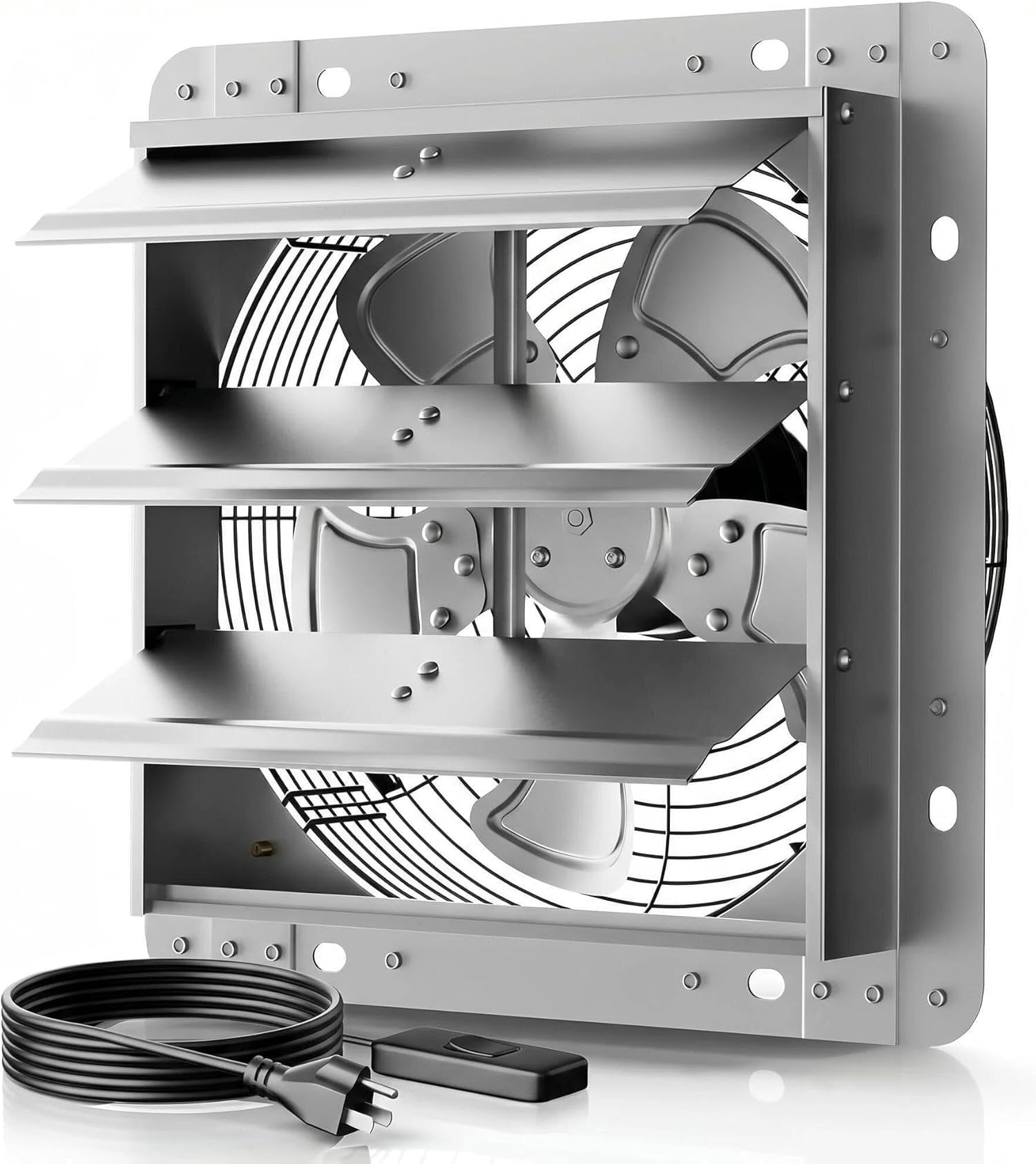 10 Inch Heavy Duty AC Exhaust Fan - 1160 CFM Wall Mounted Shutter Fan ...