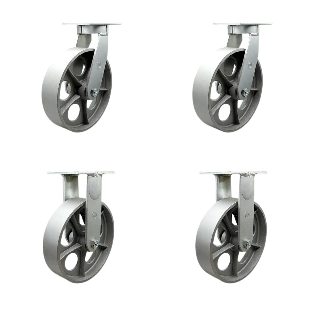 10 Inch Heavy Duty Semi Steel Cast Iron Caster Set 2 Swivel Locks 2 ...