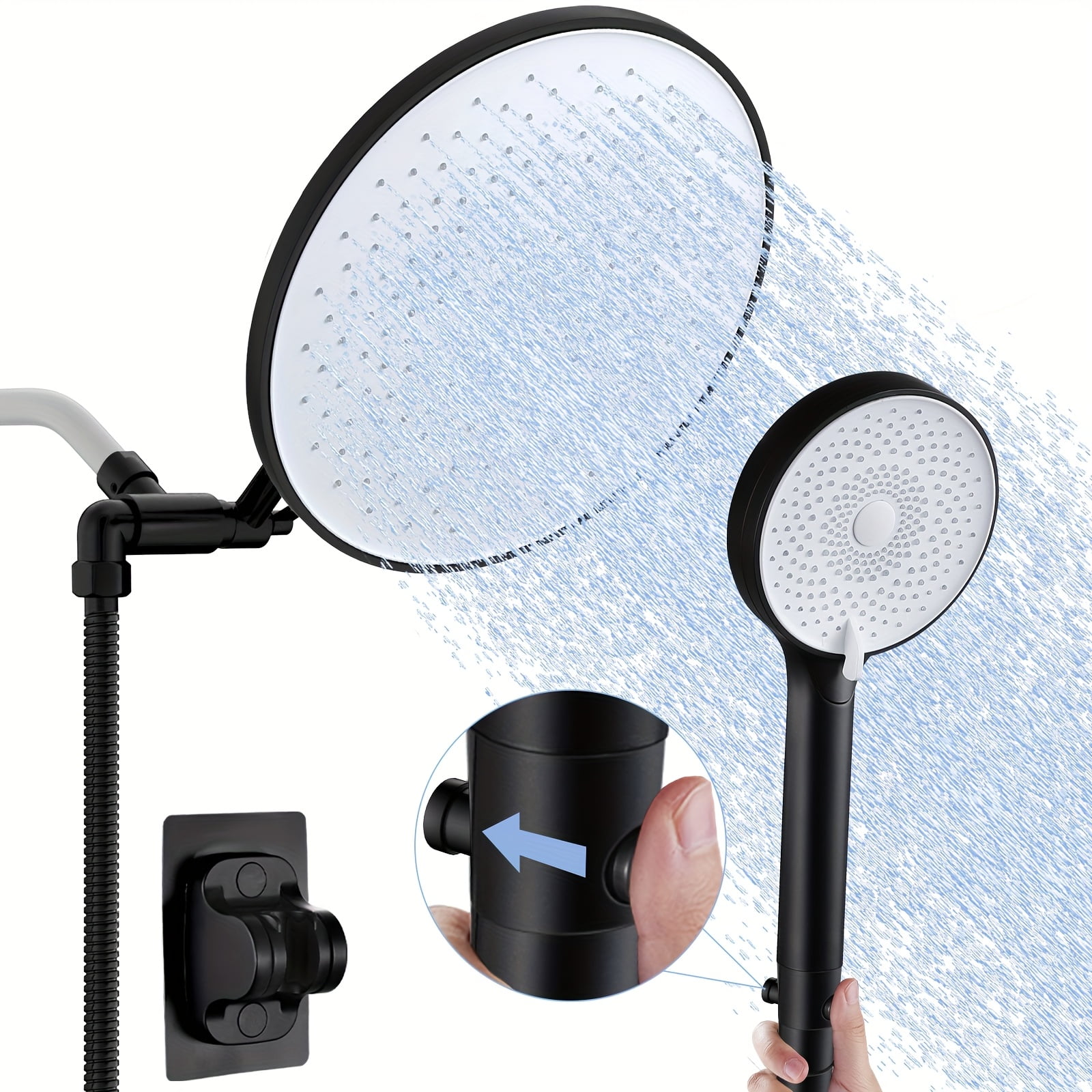 10-Inch High-Pressure Rainfall Showerhead Combo with 3-Mode Handheld ...