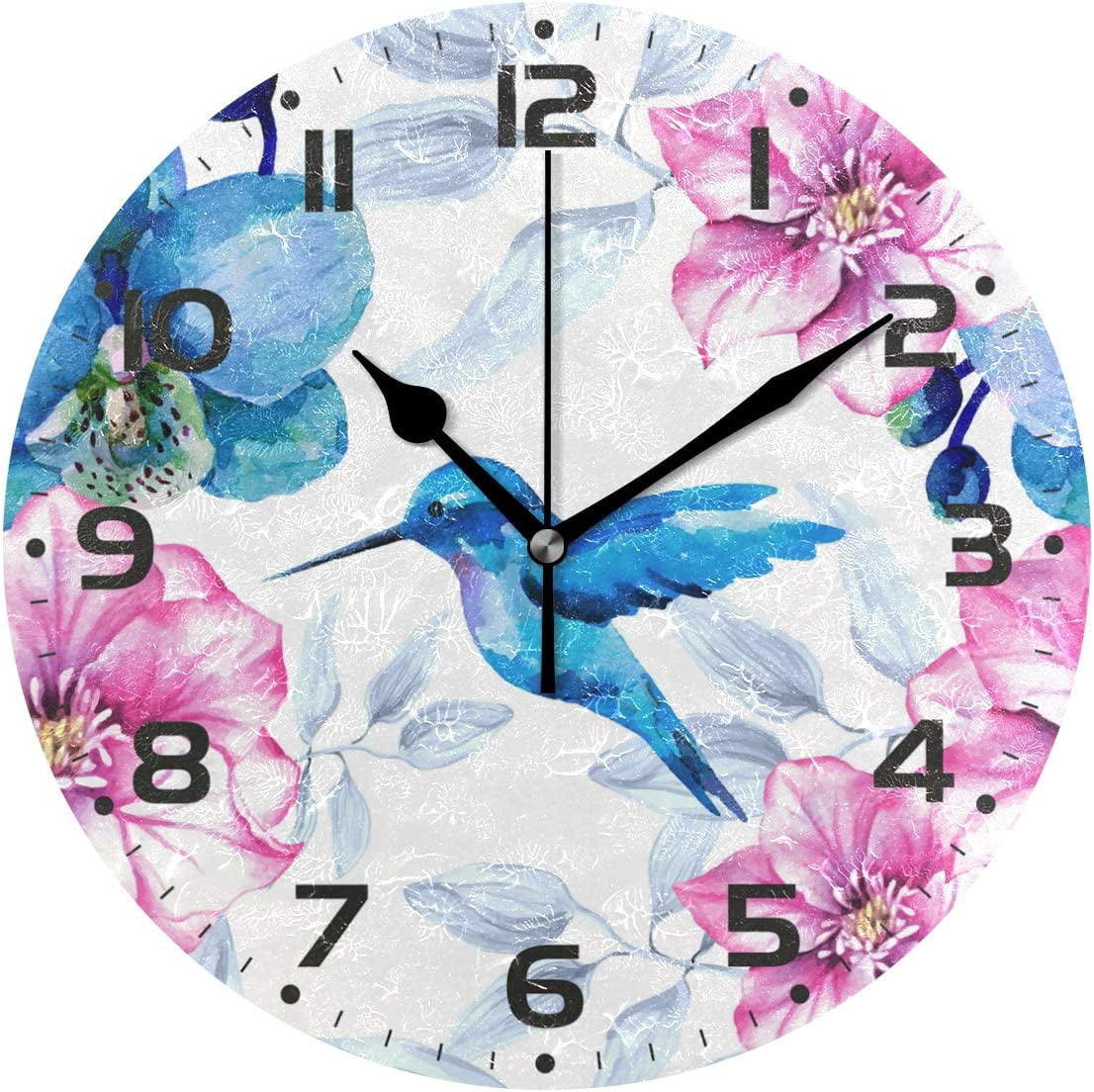 10 Inch Hummingbird On Watercolor Floral Pink Blue Orchid Flower Round ...