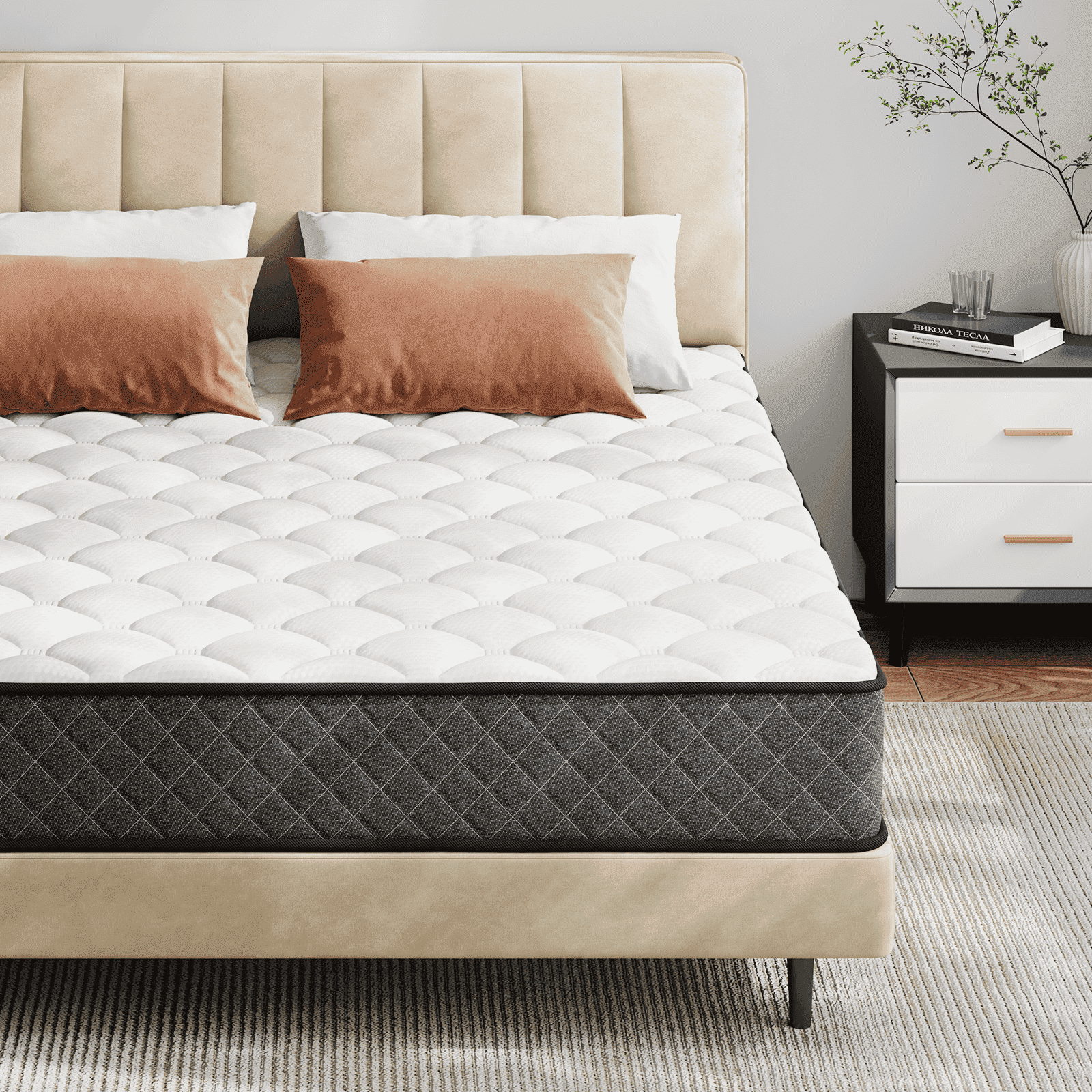 10 Inch Hybrid Queen Mattress in a Box - Medium Firm Support with ...