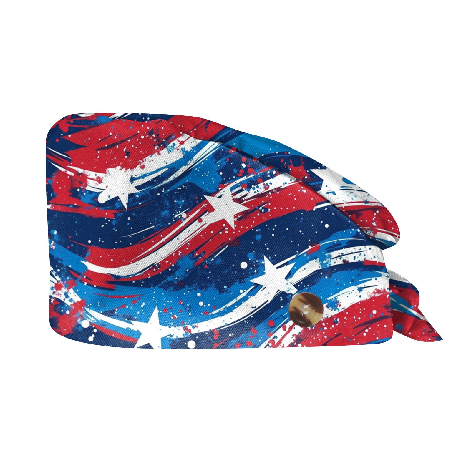 10 Inch Independence Day Star Scrub Hats American Red Blue and White ...