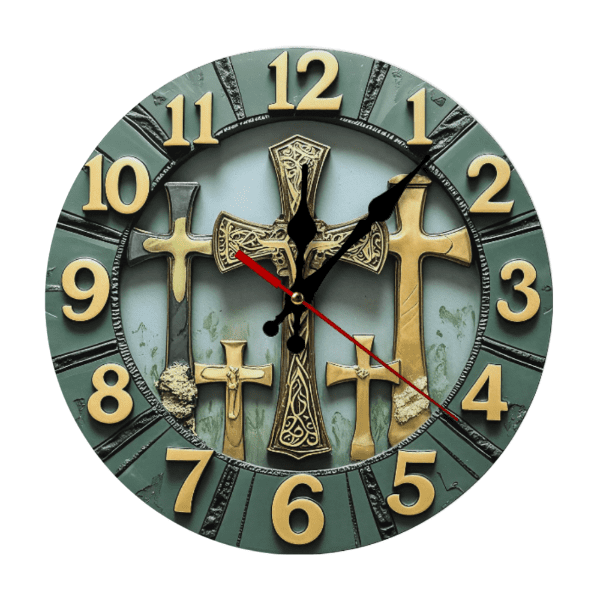 10 Inch Irish Cross Wall Clock - Silent Wooden Design for Small Spaces ...