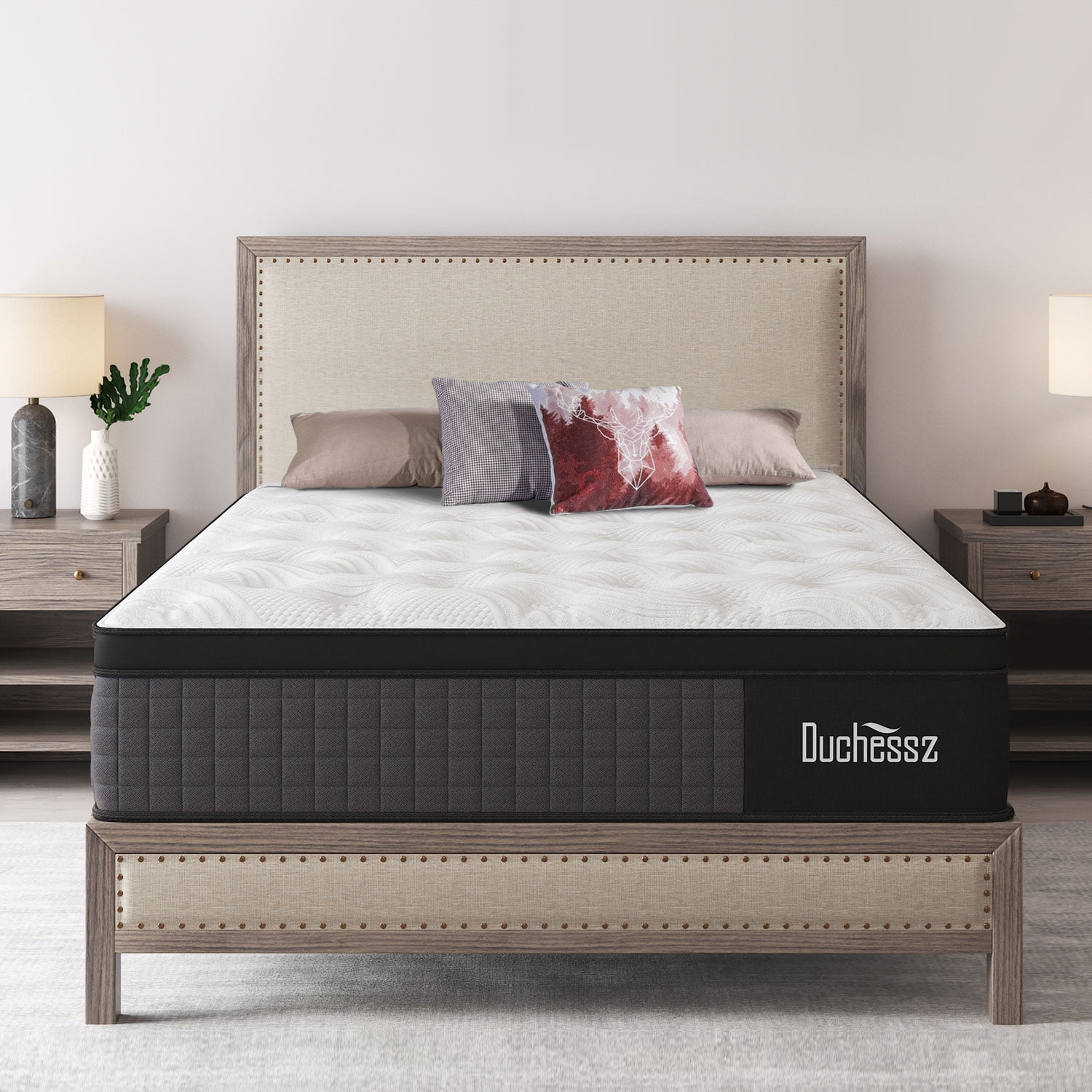 10 Inch King Mattress Hybrid Mattress Euro Top with Gel Memory Foam Individually Pocket ...