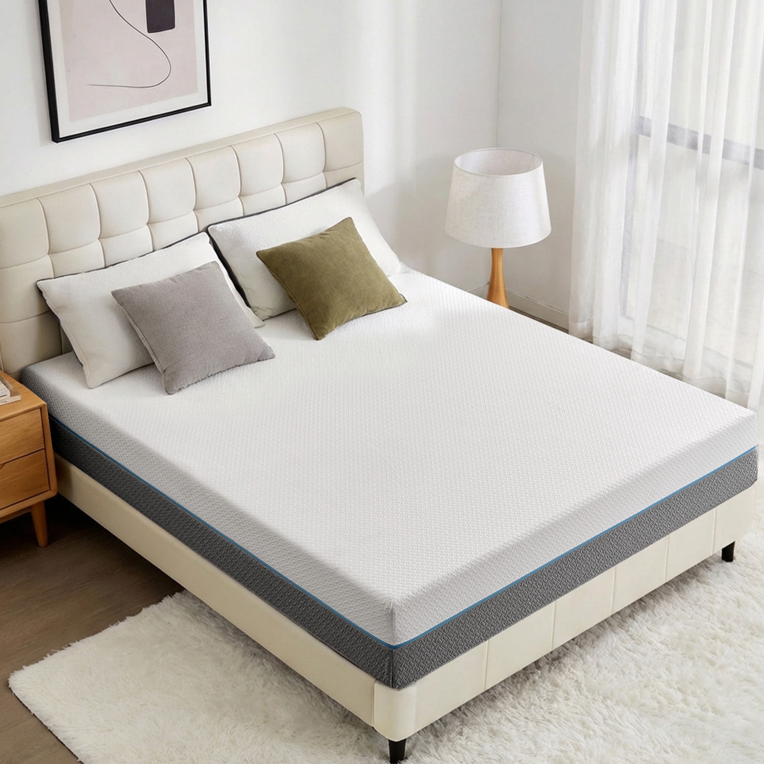 10 Inch King Size Extra Firm Memory Foam Mattress, Tea Gel Infused Foam ...