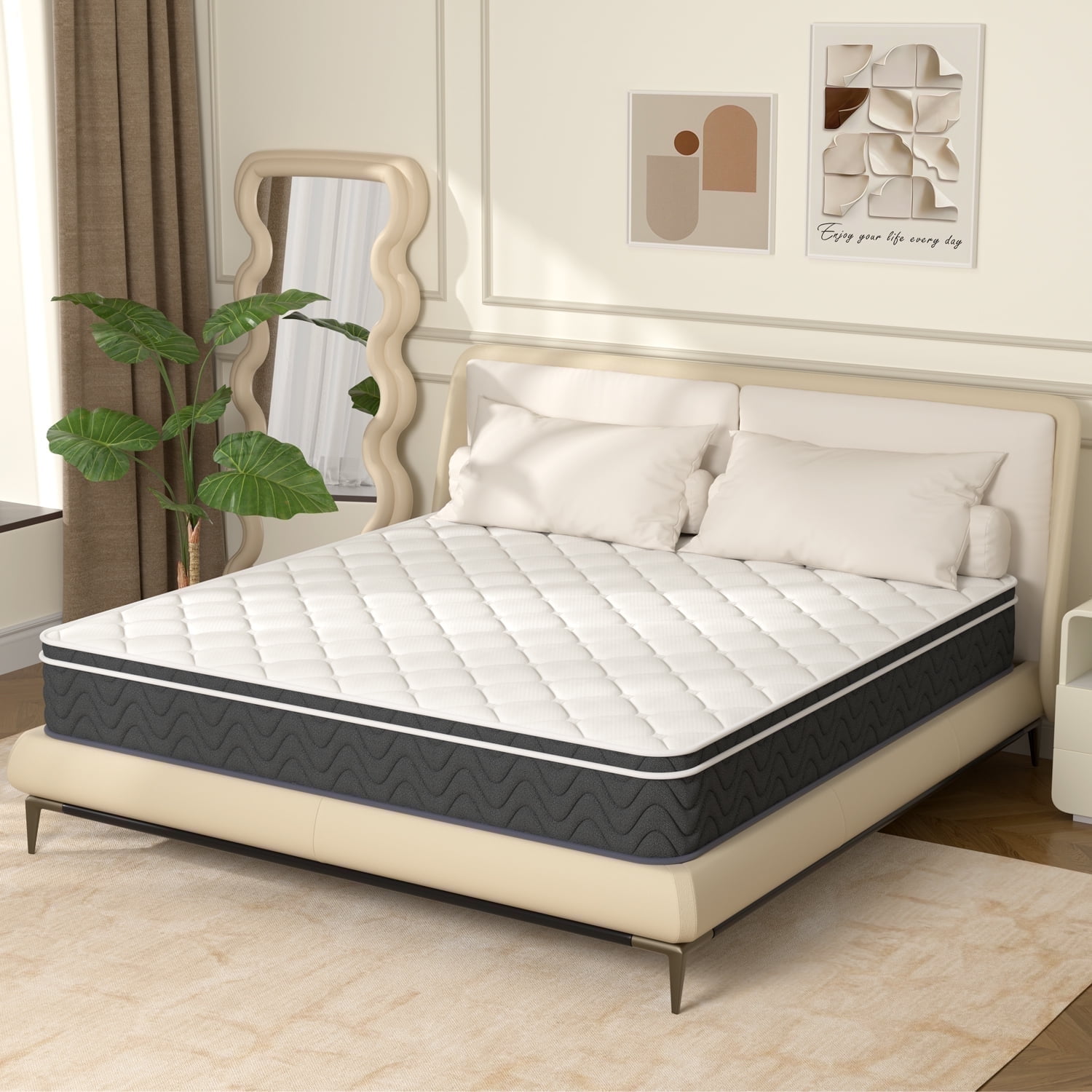 King Size Mattress in a Box, Homasen 10 inch Medium-Firm Gel Memory ...