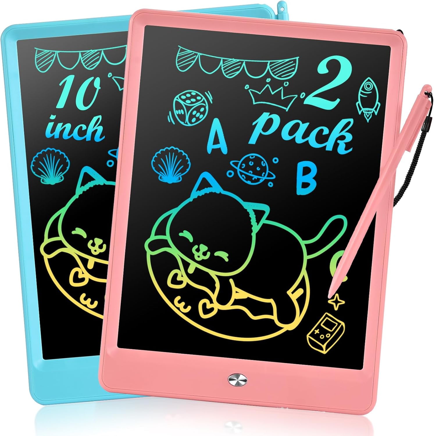 10 Inch LCD Writing Tablet for Kids 2 Pack,Gifts Toys Drawing Board for 3 4 5 6 Years Girls and ...