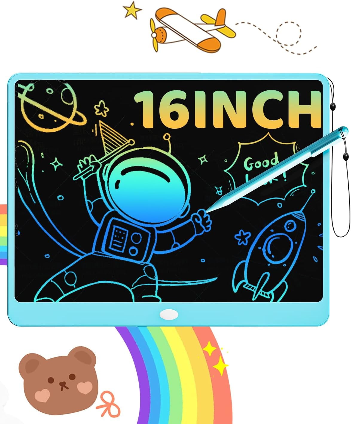 10 Inch LCD Writing Tablet for Kids 3-8, Colorful Doodle Board Drawing ...