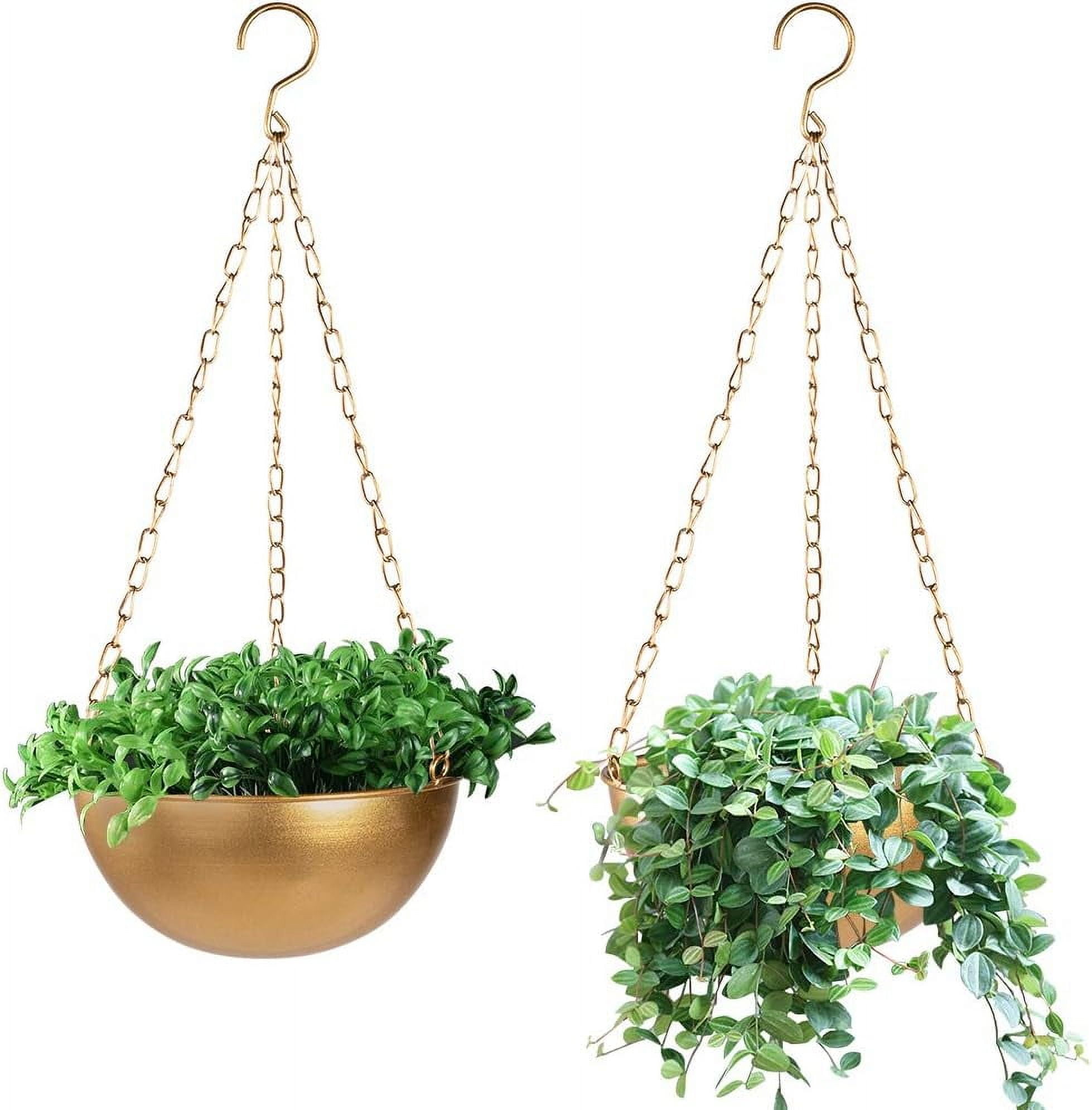10 Inch Large Gold Hanging Planter with Drainage, Semi-Circle Hanging ...