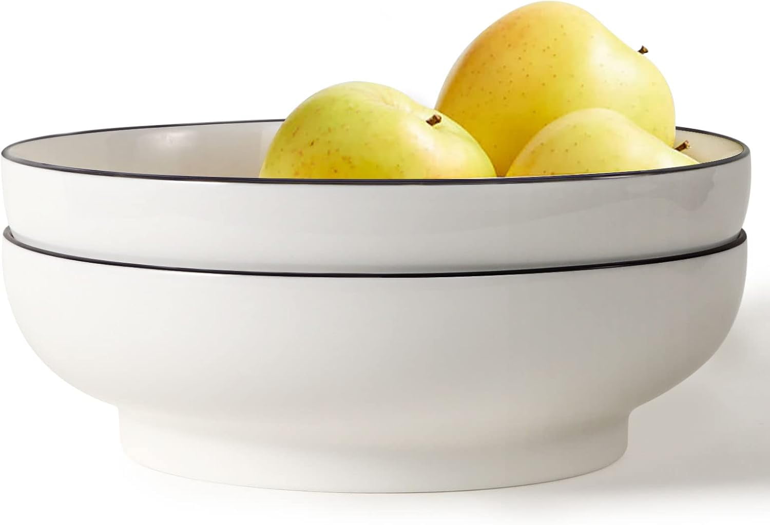 10 Inch Large Serving Bowls Set of 2, White Ceramic 85 Ounce Big Salad Bowls for Fruit Pho ...