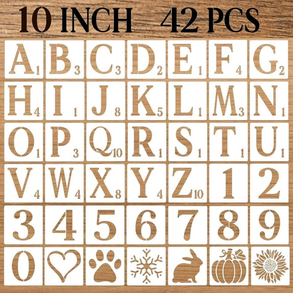 10 Inch Letter Stencils Numbers Craft Stencils, 42 Pcs Reusable Plastic ...