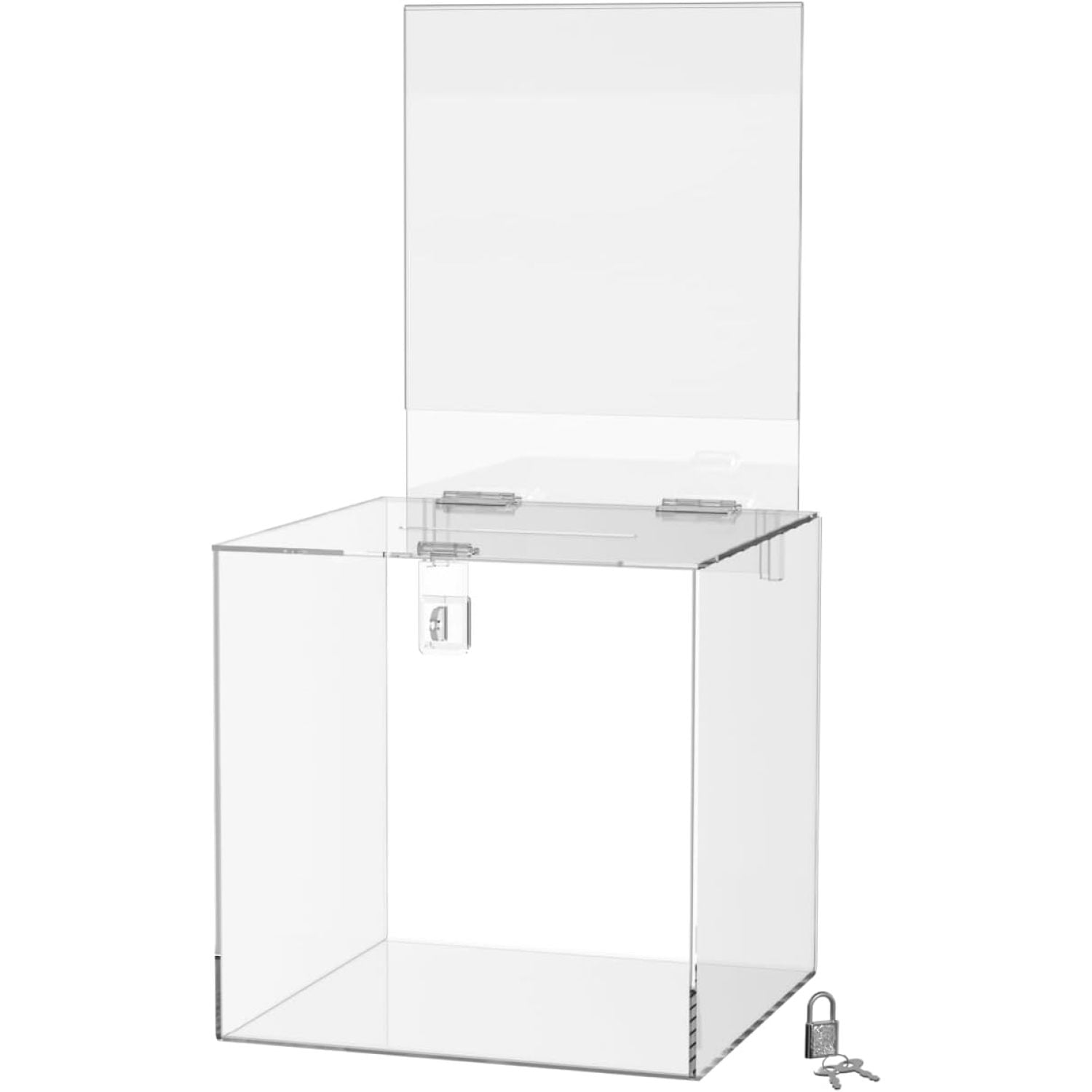 10 Inch Locking Ballot Box with Removable 8.5" x 11" Header Sign Holder ...