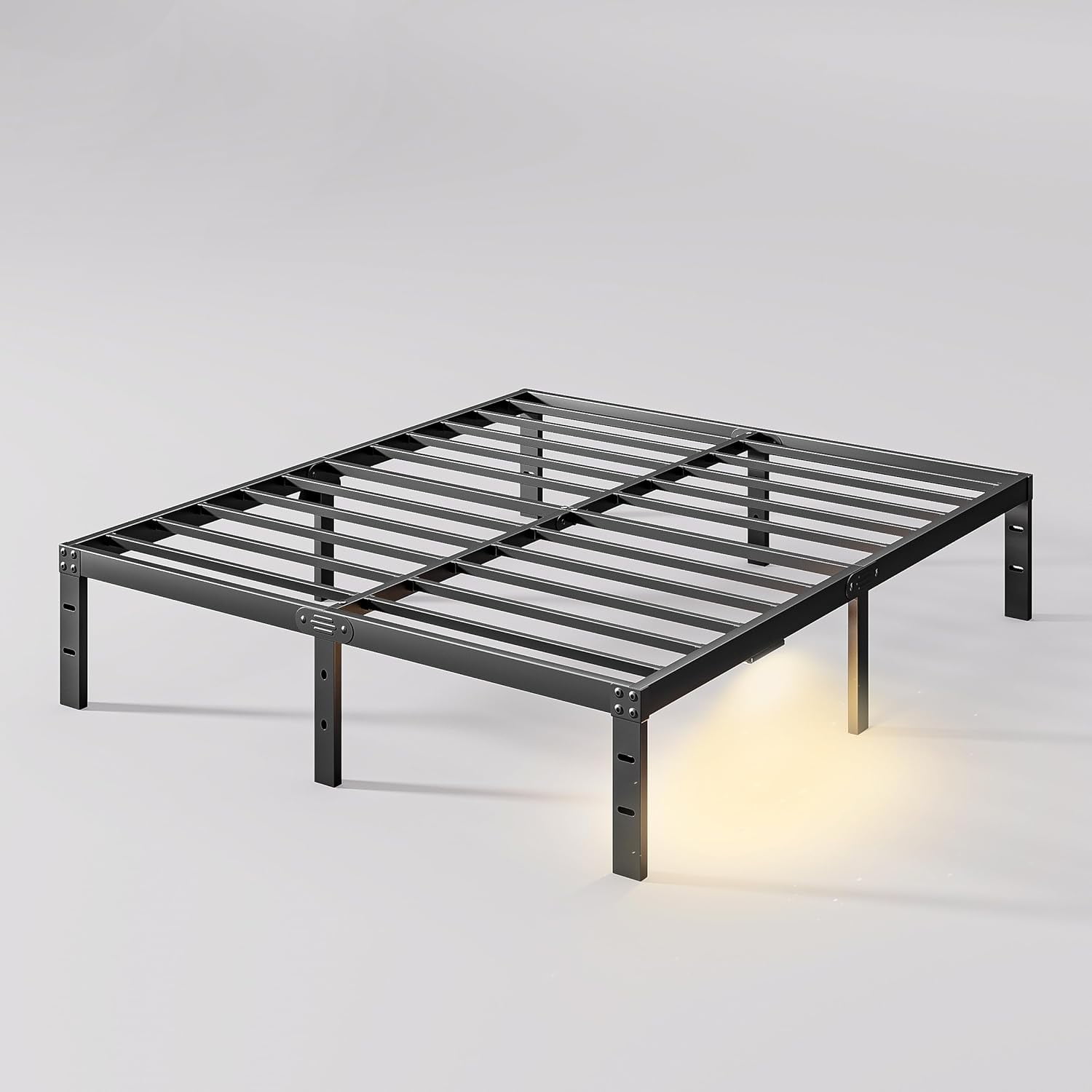 10 Inch Low Bed Frame King with LED Night Light, Metal Platform King ...