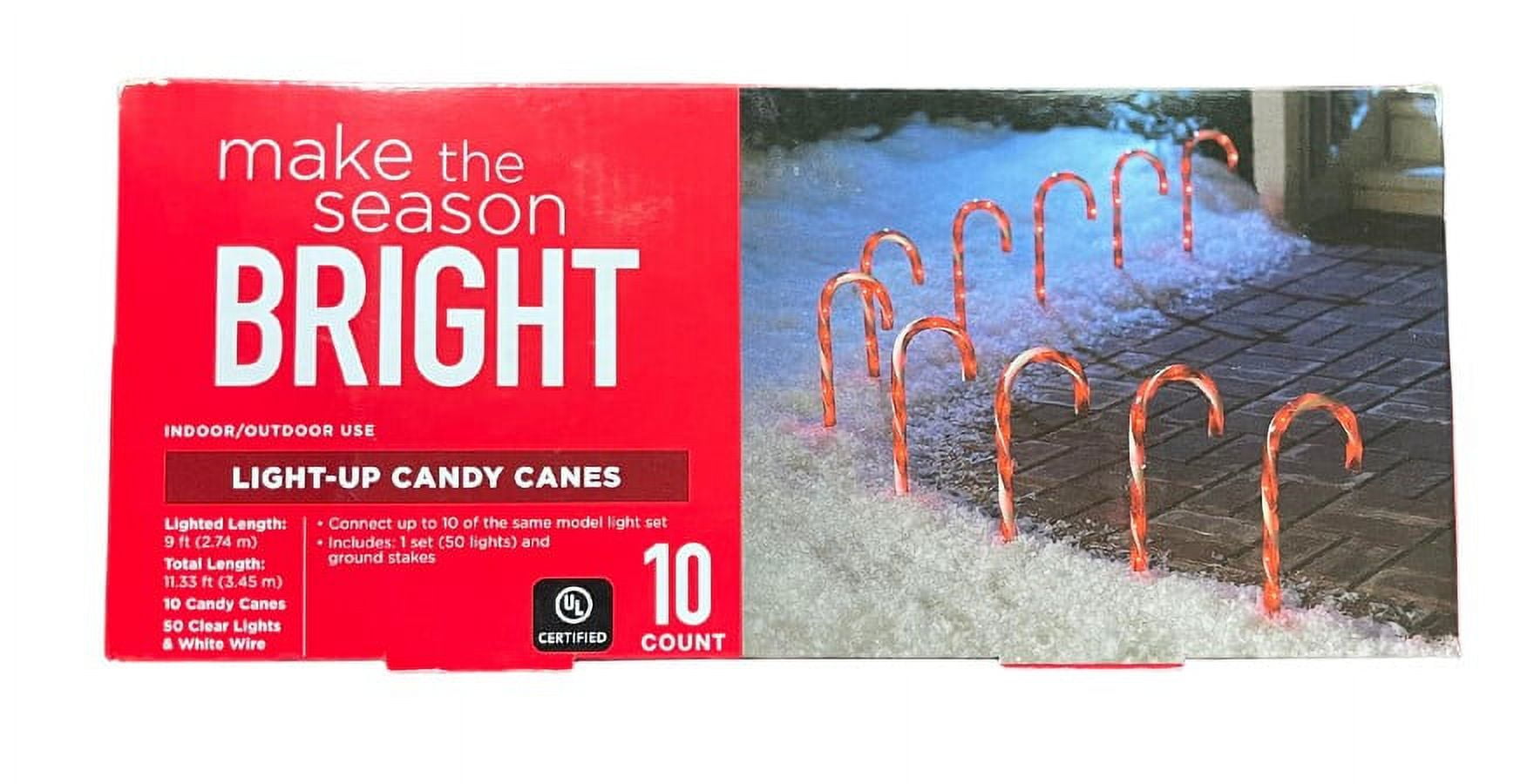 10 Inch Make the Season Bright 10 Count Light Up Red and White Candy ...