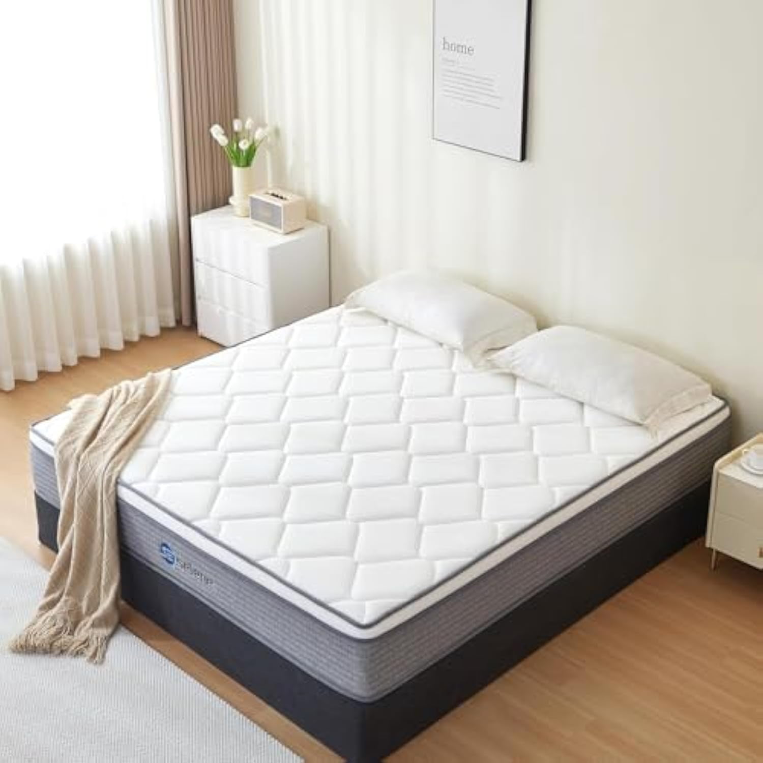 10 Inch Mattress Full with Pocket Spring and Memory Foam for Pressure ...