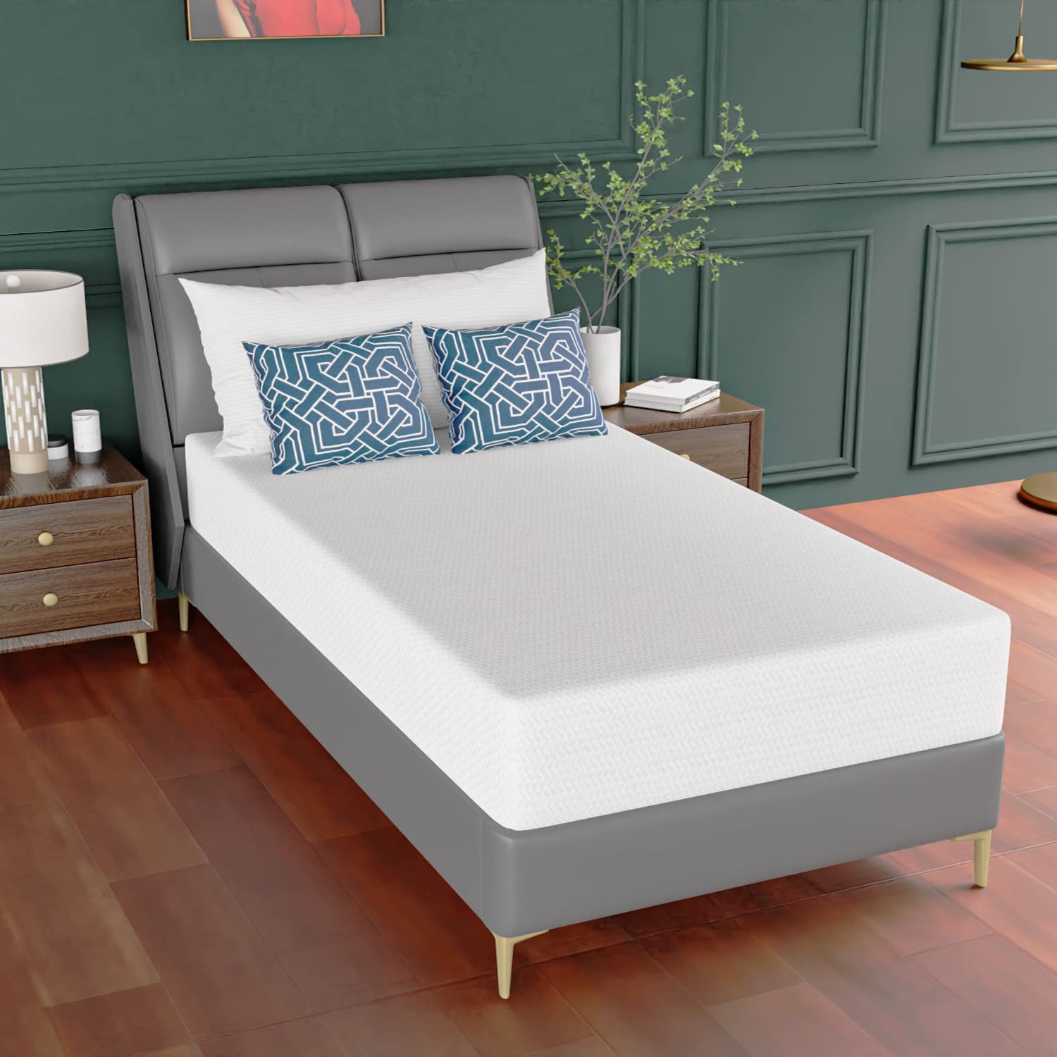 10 Inch Green Tea Memory Foam Mattress, CertiPUR-US, Removable Cover ...