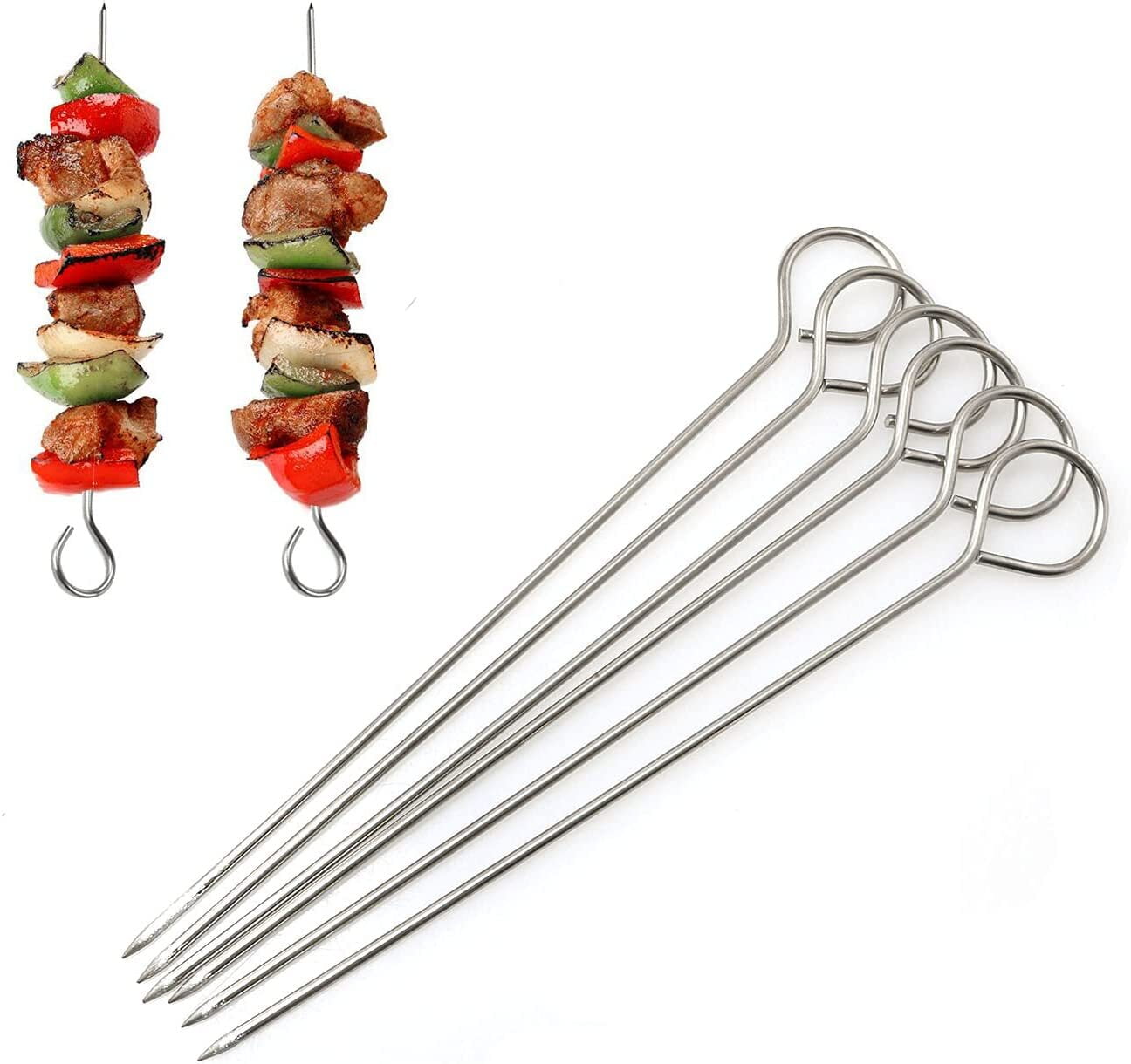 10 Inch Metal Barbecue Skewers, Stainless Steel BBQ Skewers, Shish ...